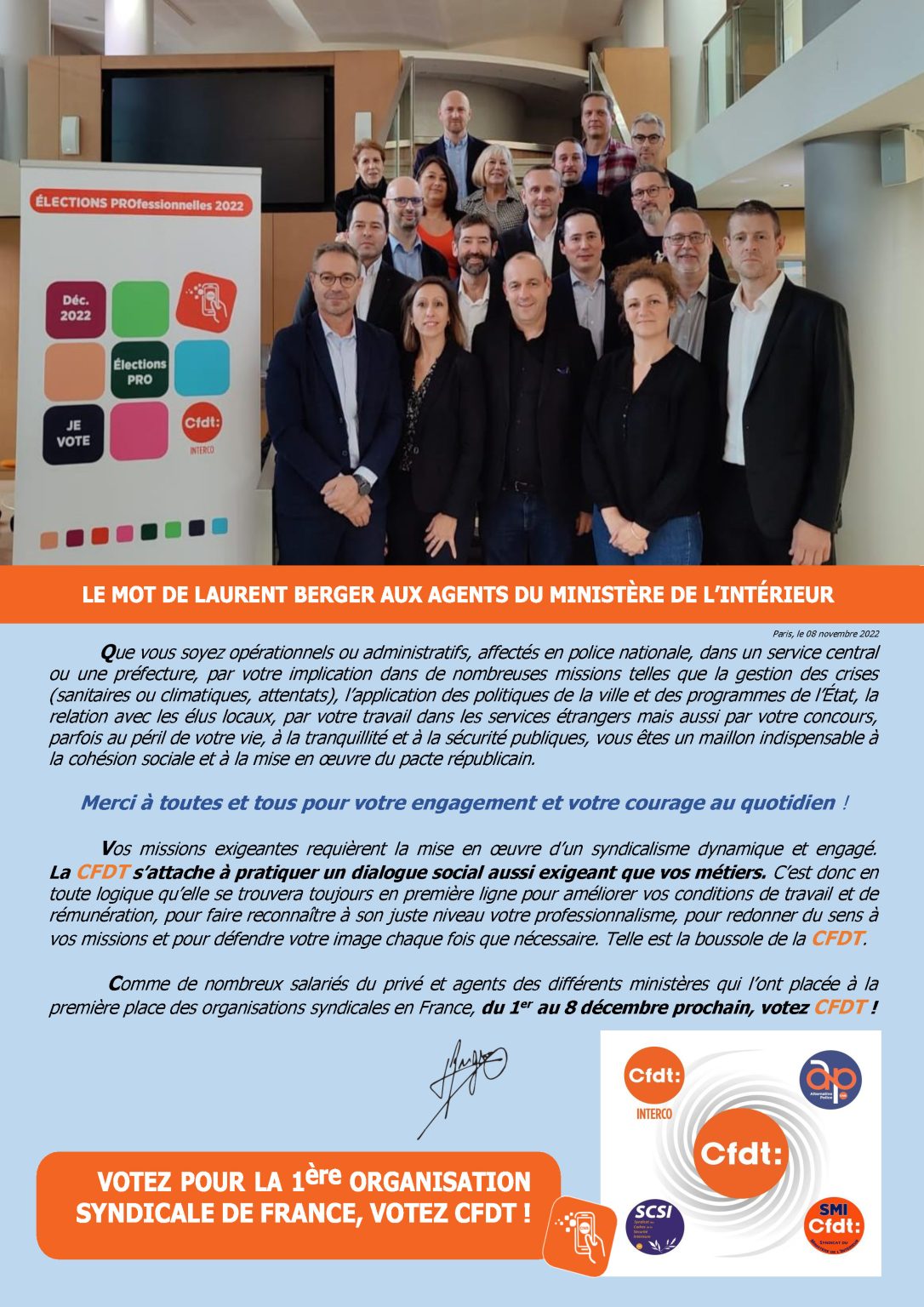 Affiche Campagne 2022 - Ministère de l'Intérieur - CFDT Interco